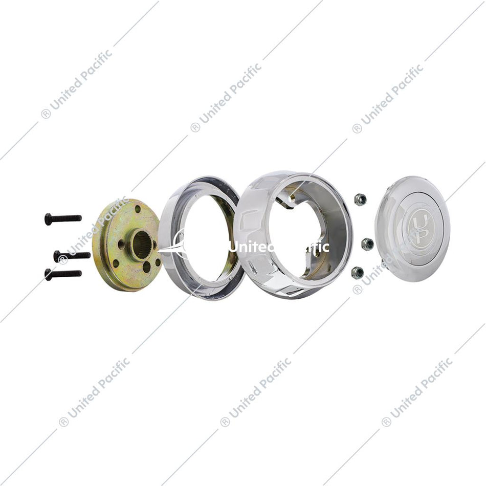 United Pacific Chrome Steering Wheel Hub & Horn Button Kit For Kenwort ...